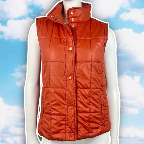 Tweeds | Jackets & Coats | Tweeds Snap Front Quilted Puffer Vest Orange ...